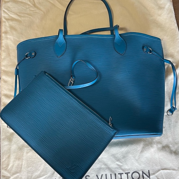 Louis Vuitton | Bags | Louis Vuitton Epi Neverfull Mm Cyan | Poshmark